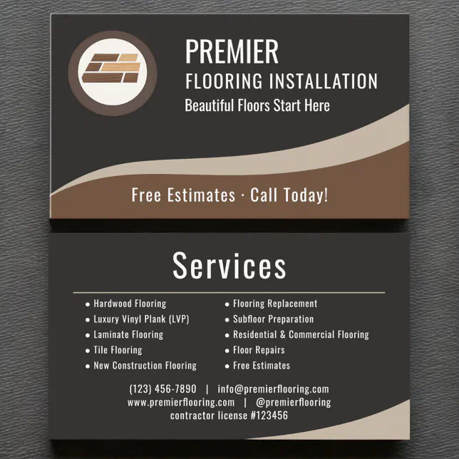 Professional Flooring Installation Company Business Card | Zazzle