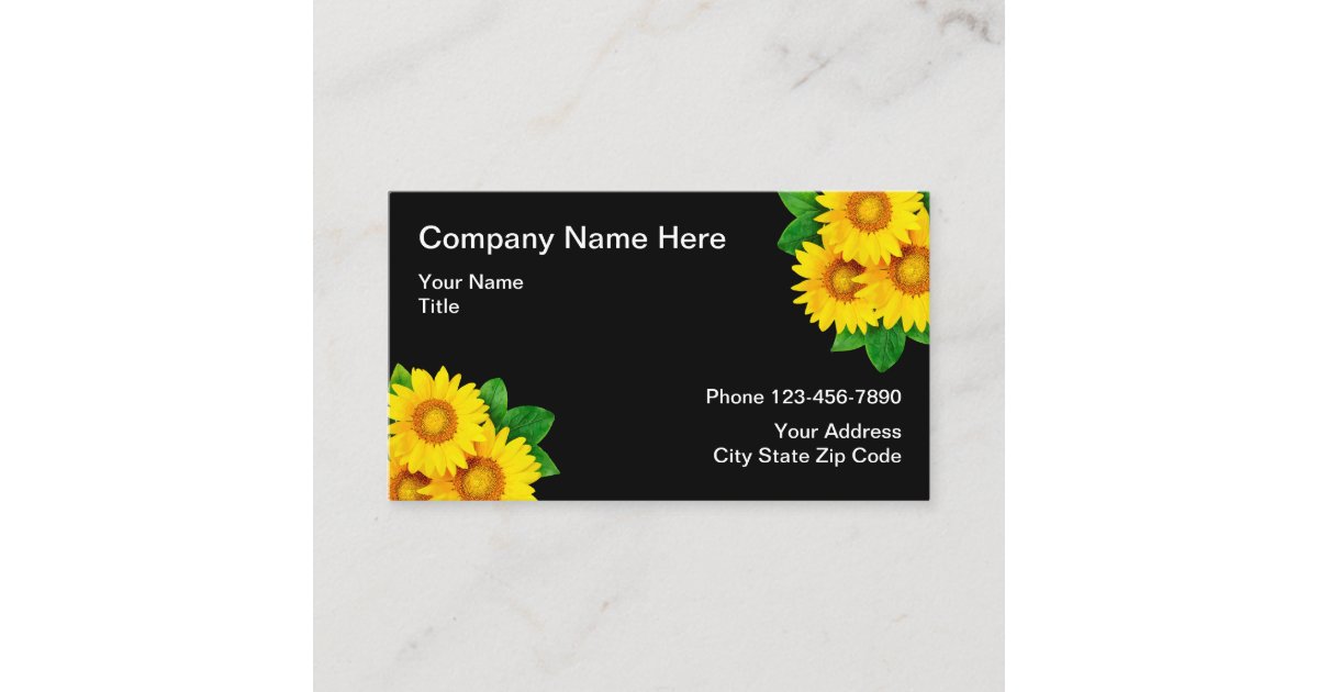 Professional Floral Sunflower Design Business Card | Zazzle