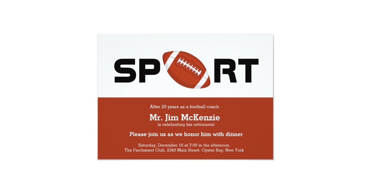 Professional Football retirement coach player Invitation | Zazzle.com