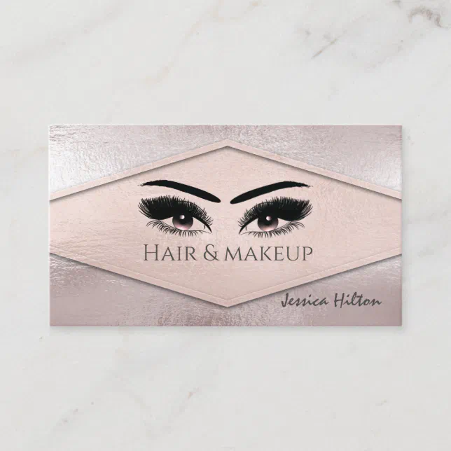 Professional glamorous chic soft pink foil makeup business card | Zazzle
