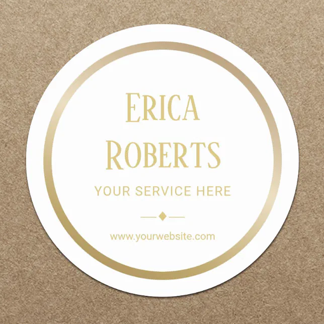 Professional Gold Border Business Promotional Classic Round Sticker ...