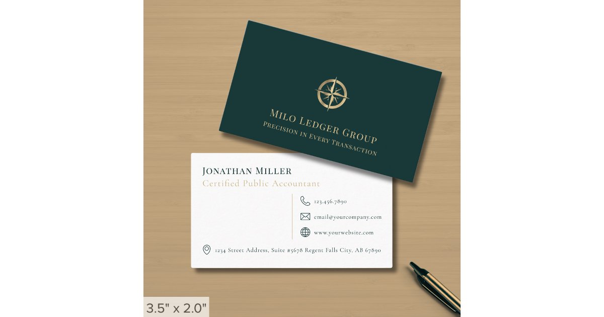 Professional Gold Compass Logo Business Card | Zazzle