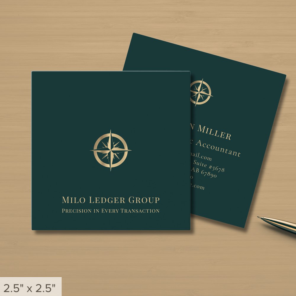 Professional Gold Compass Logo Square Business Card - Snuggle Hamster ...