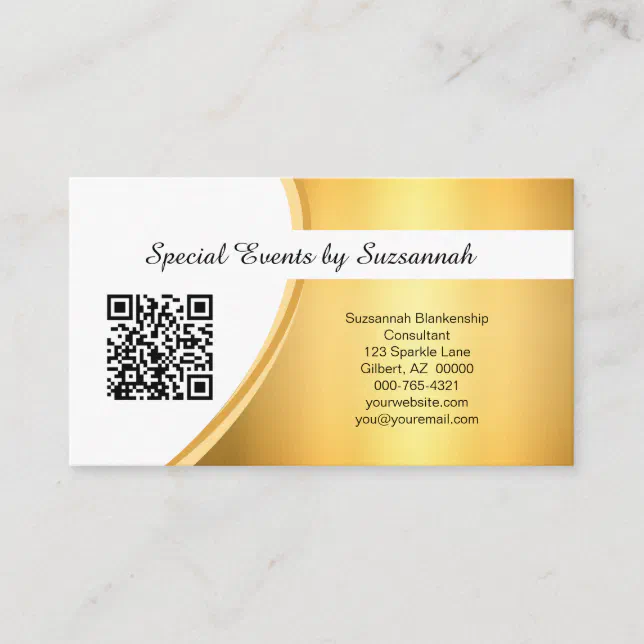 Professional Gold Custom Photo QR Code Business Card | Zazzle