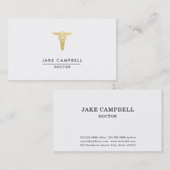 Professional Gold Doctor Medicine Symbol Business Card | Zazzle