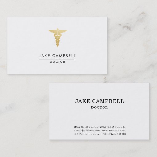 Professional Gold Doctor Medicine Symbol Business Card | Zazzle