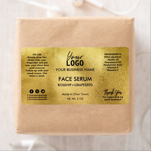 Professional Gold Face Serum Label | Zazzle