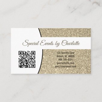Professional Gold Glitter Custom Photo QR Code Business Card | Zazzle