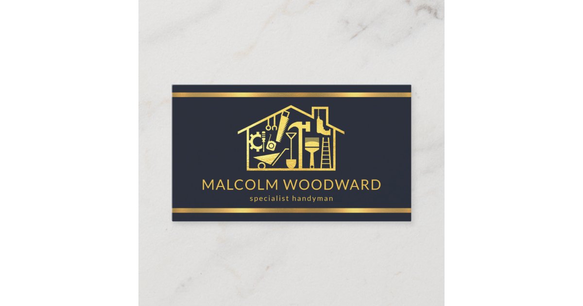 Professional Gold Lines Construction Home Business Card | Zazzle