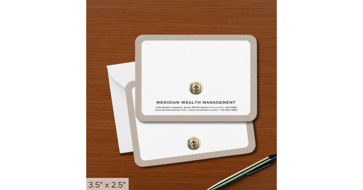 Professional Gold Logo Business Note Card | Zazzle