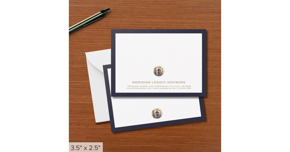 Professional Gold Logo Business Note Card | Zazzle