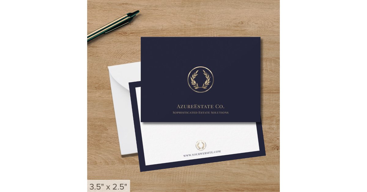 Professional Gold Logo Business Note Card | Zazzle