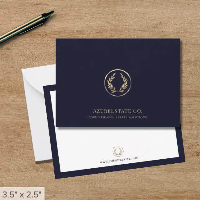 Professional Gold Logo Business Note Card | Zazzle