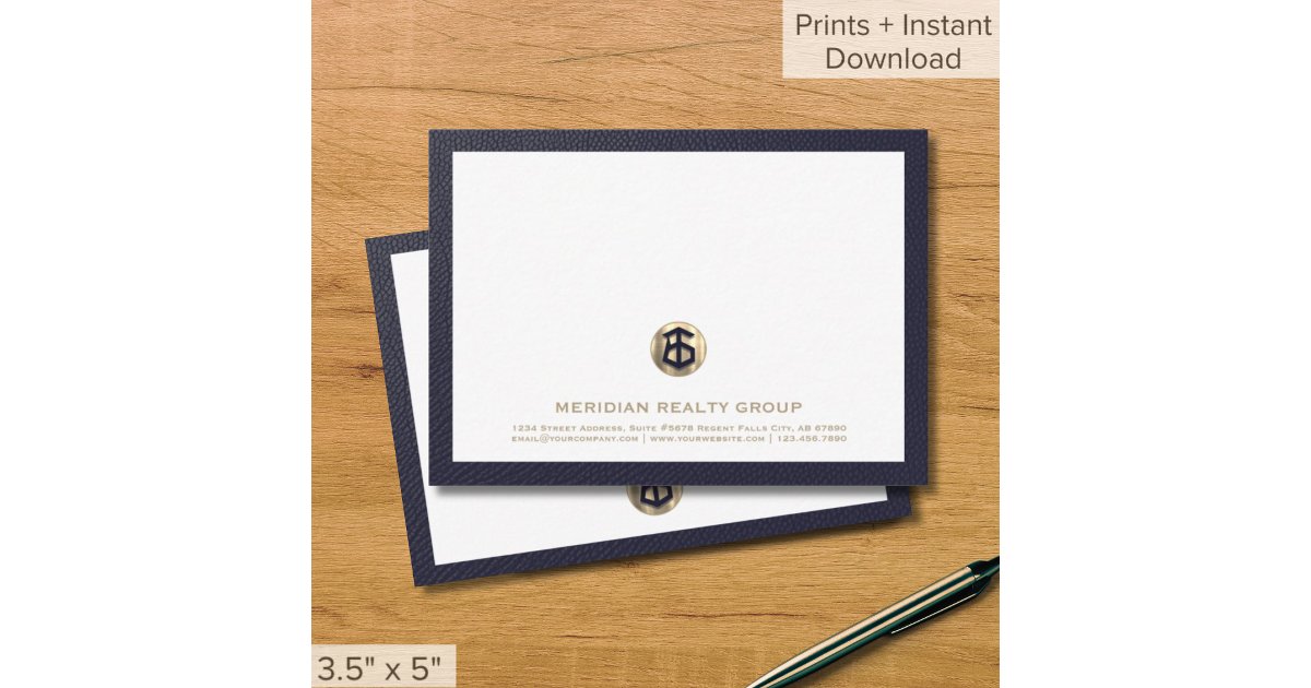 Professional Gold Logo Real Estate Note Cards | Zazzle