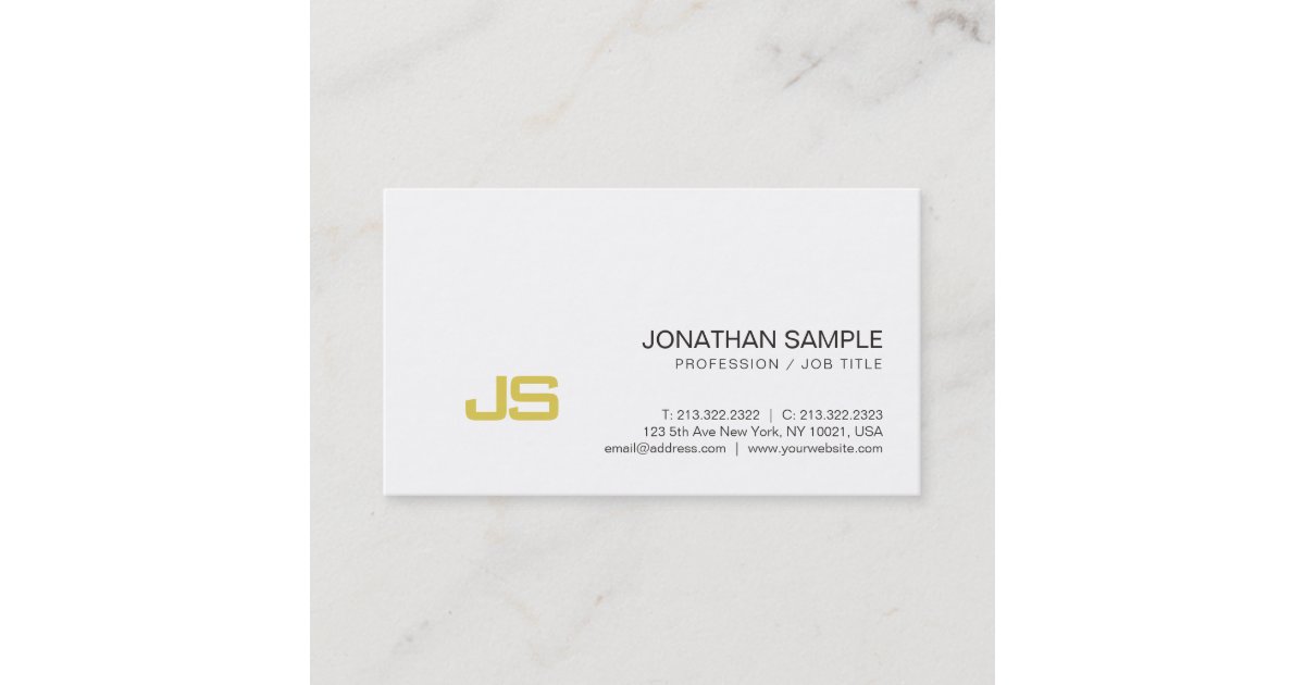 Professional Gold Look Monogram Elegant Design Business Card | Zazzle