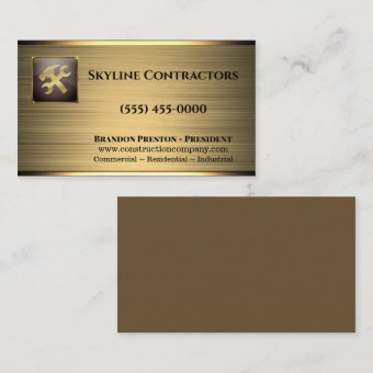 Professional Gold Metal Tool Construction Business Card | Zazzle
