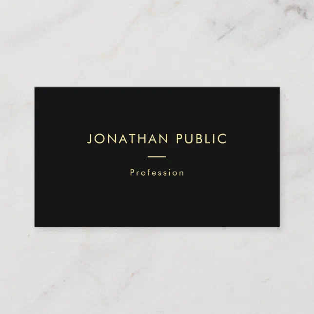 Professional Gold Name Black Template Modern Business Card | Zazzle