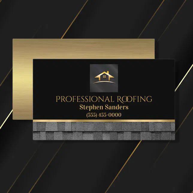 Professional Gold Roofing Shingles Construction Bu Business Card | Zazzle