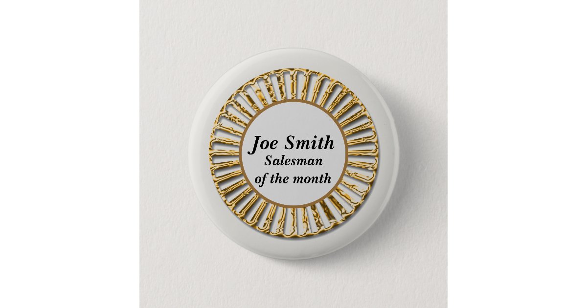 Professional Gold Salesman of the Month Name Tag Button | Zazzle