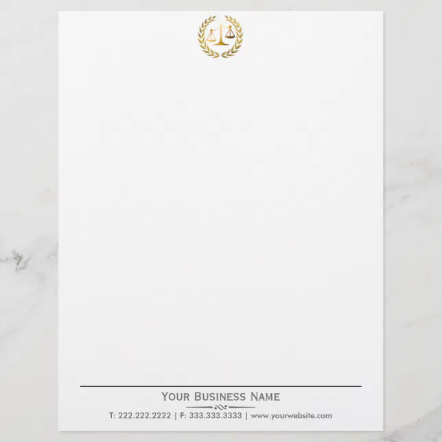 Professional Gold Scale Lawyer/Attorney Letterhead | Zazzle