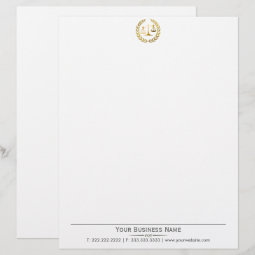 Professional Gold Scale Lawyer/Attorney Letterhead | Zazzle
