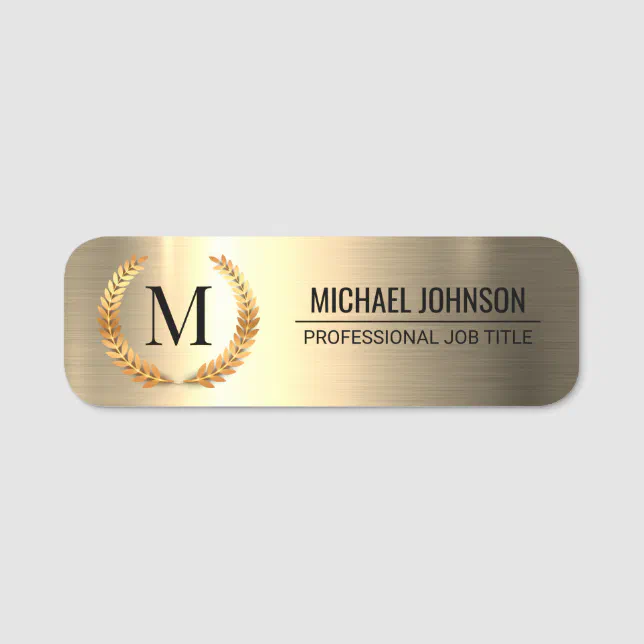 Professional Gold Stainless Steel Metal Name Tag | Zazzle