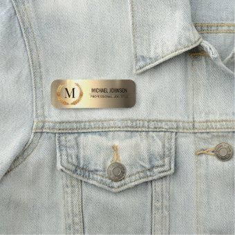 Professional Gold Stainless Steel Metal Name Tag | Zazzle