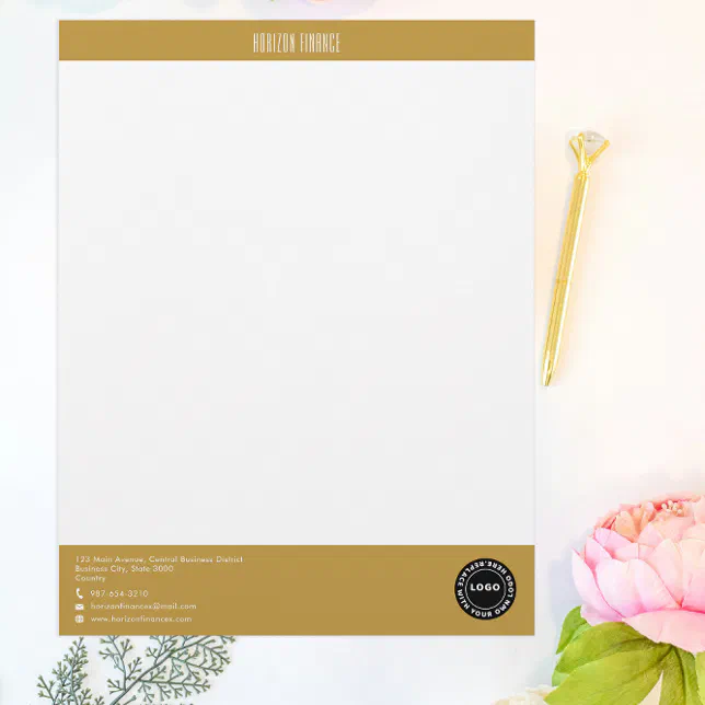 Professional Gold Strip Letterhead | Zazzle