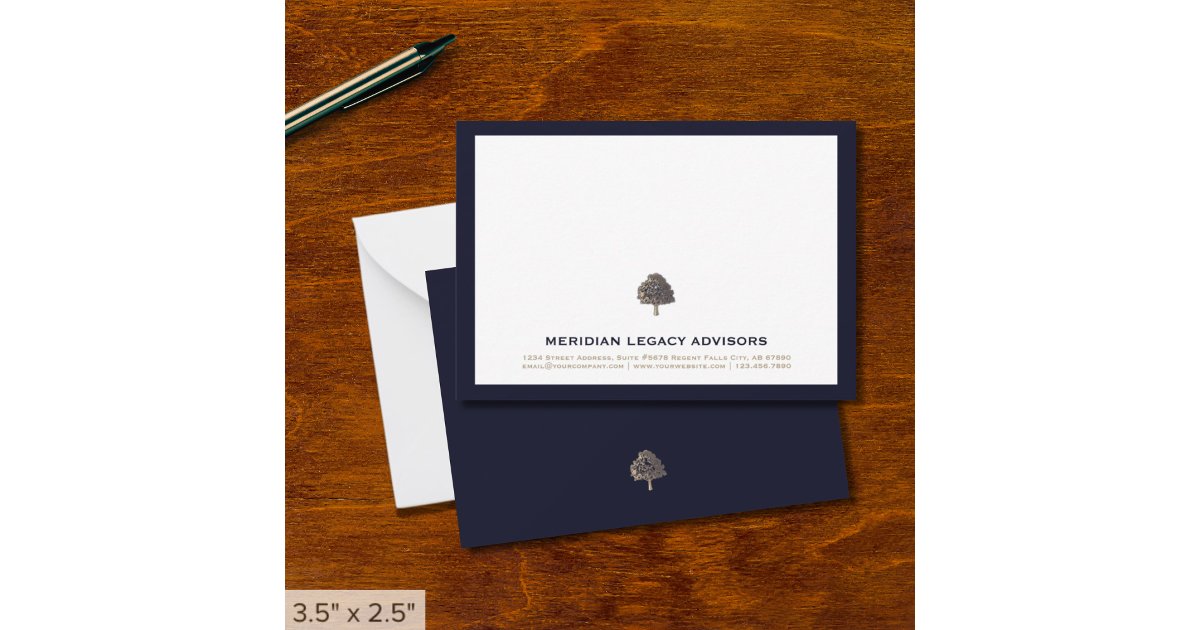 Professional Golden Tree Logo Business Note Card | Zazzle
