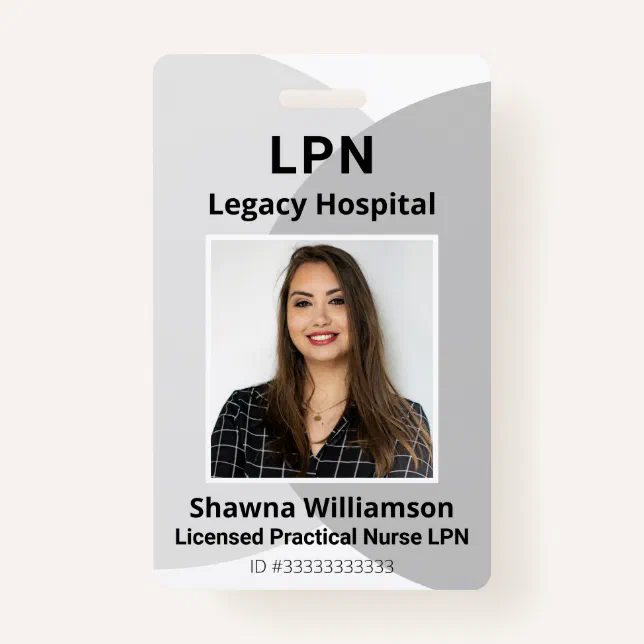 Professional Gray Employee ID Badge with Bar Code | Zazzle