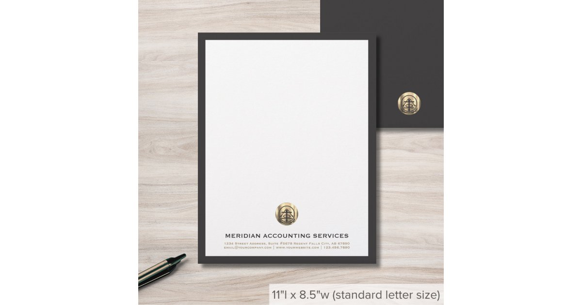 Professional Gray Gold Letterhead | Zazzle