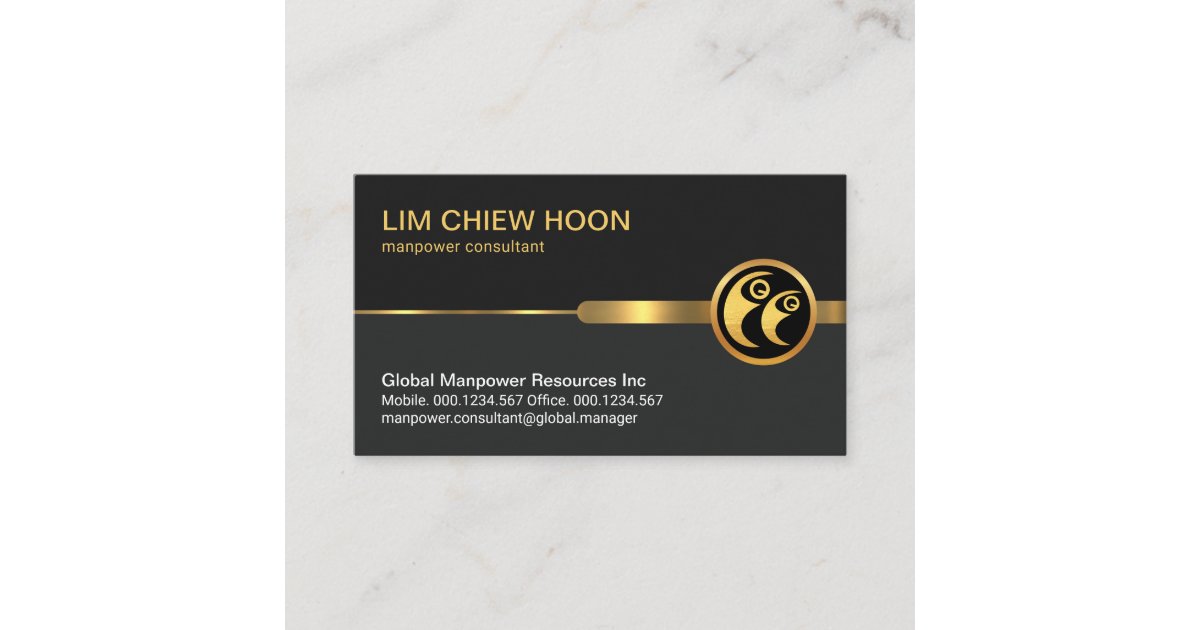 Professional Gray Layers Gold Manpower Business Card | Zazzle