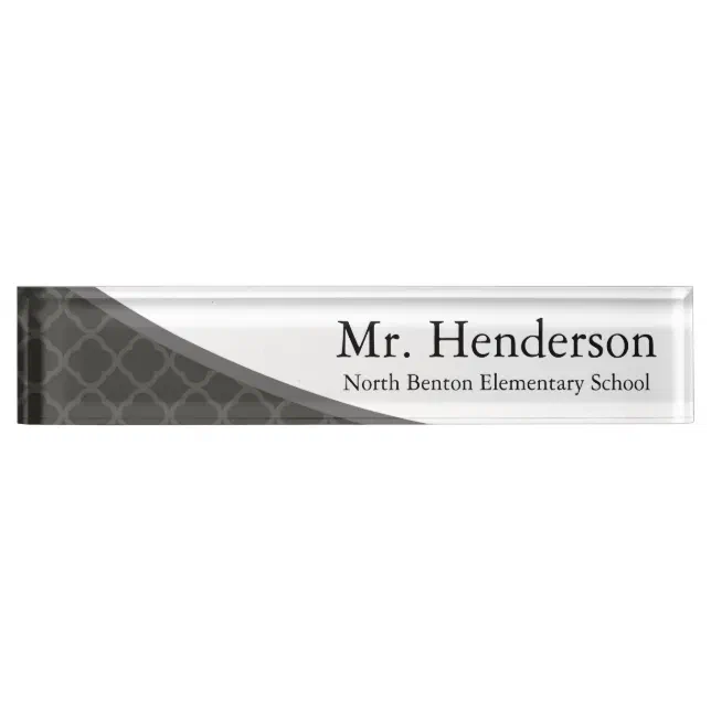 Professional Gray Teacher Desk Name Plate | Zazzle