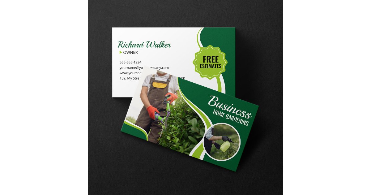 Professional Green Home Gardening Lawn Landscaping Business Card | Zazzle