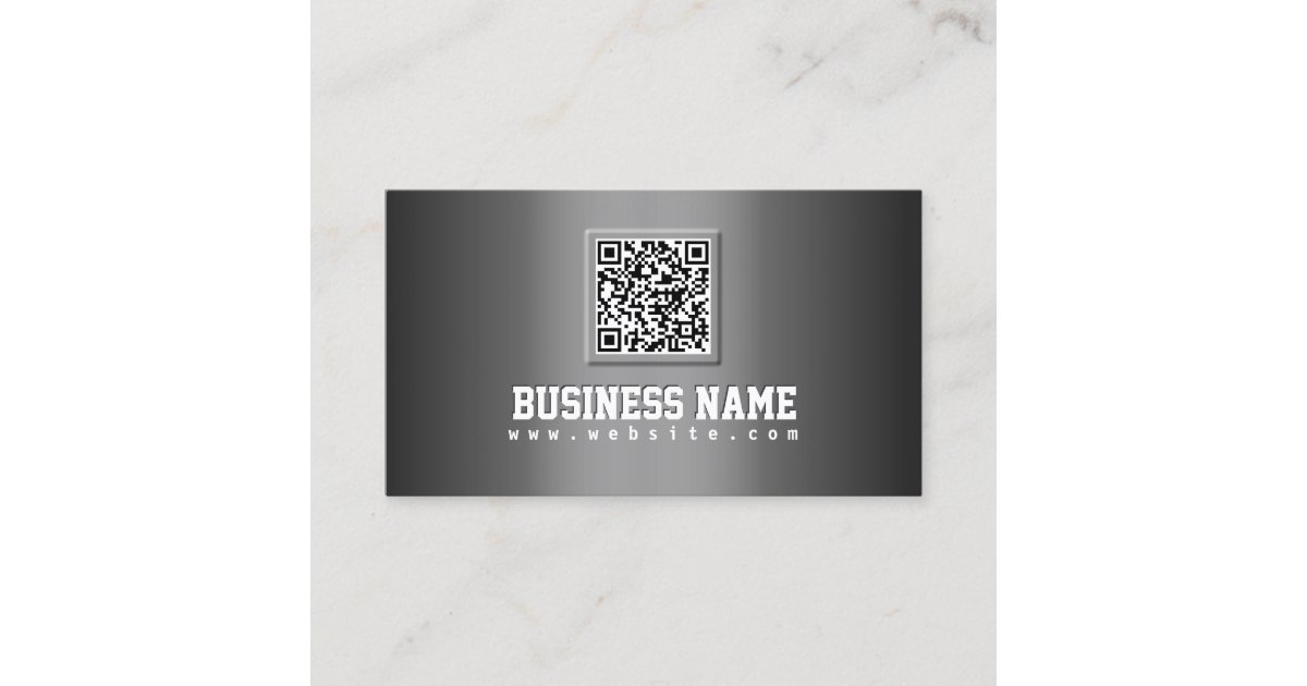 Professional Grey Metallic QR Code Business Card | Zazzle