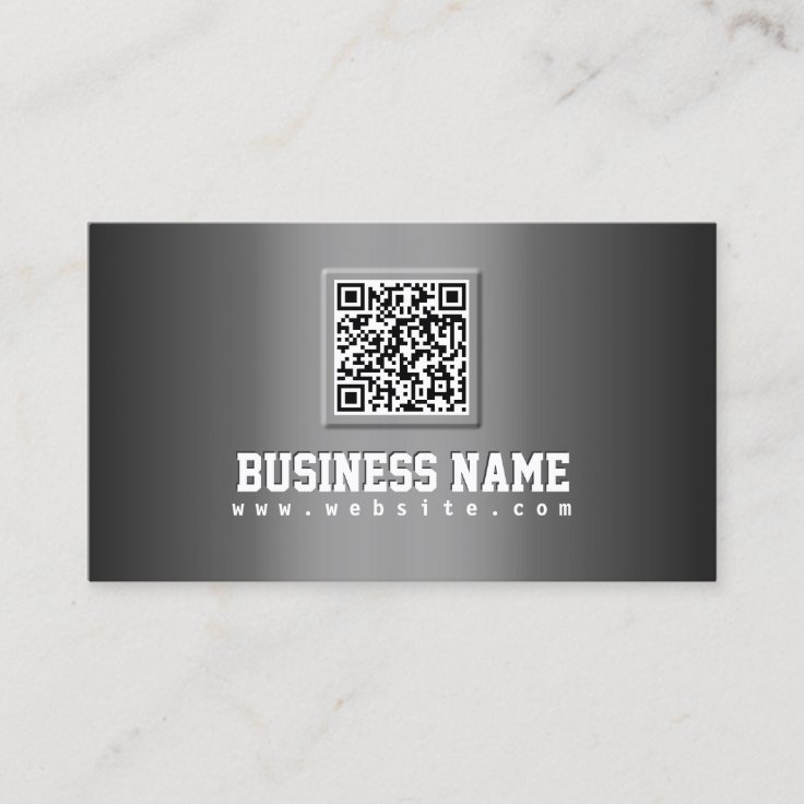 Professional Grey Metallic QR Code Business Card | Zazzle