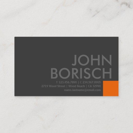Professional Grey Orange Business Profile Card | Zazzle