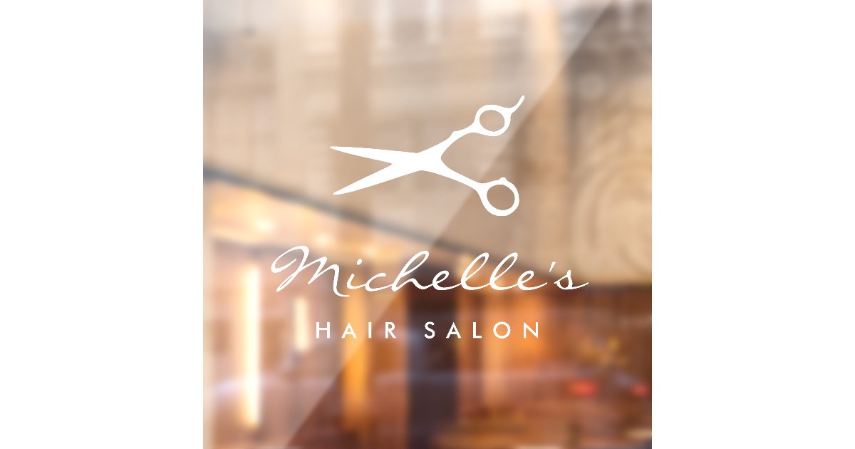 Professional hair salon logo window cling sign | Zazzle