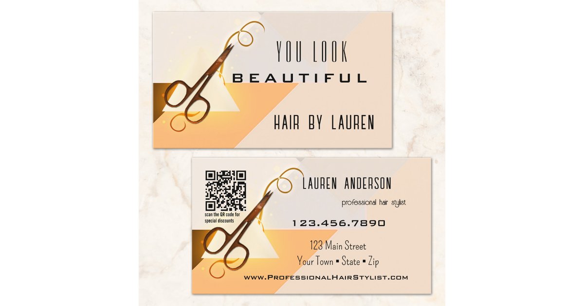 Professional Hair Stylist Beauty QR Code Business Card | Zazzle