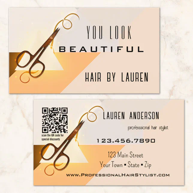 Professional Hair Stylist Beauty QR Code Business Card | Zazzle