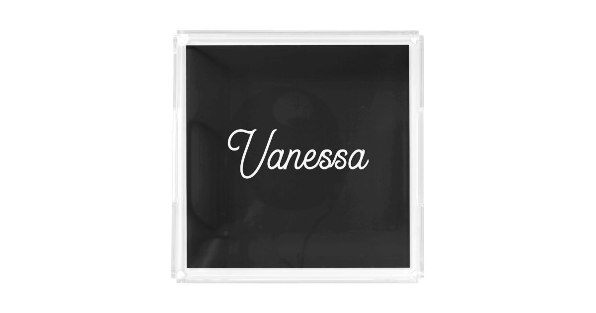 Professional handwriting name custom black acrylic tray | Zazzle
