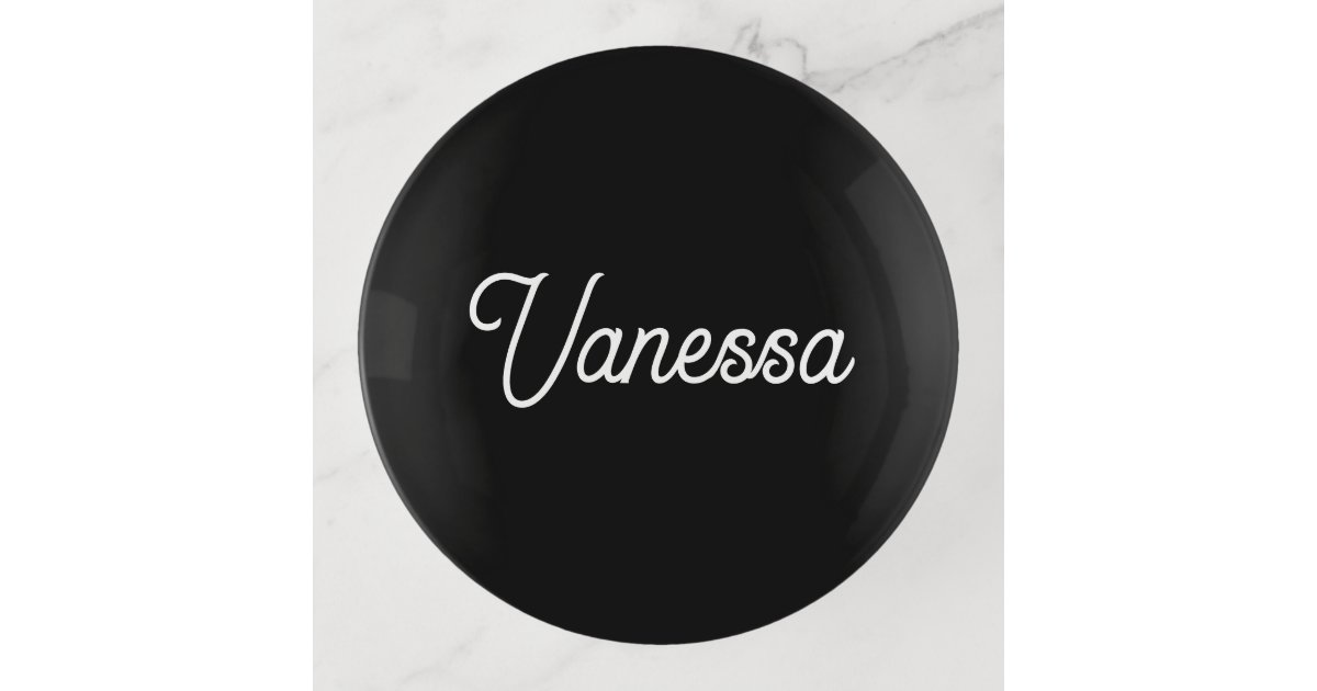Professional handwriting name custom black trinket tray | Zazzle