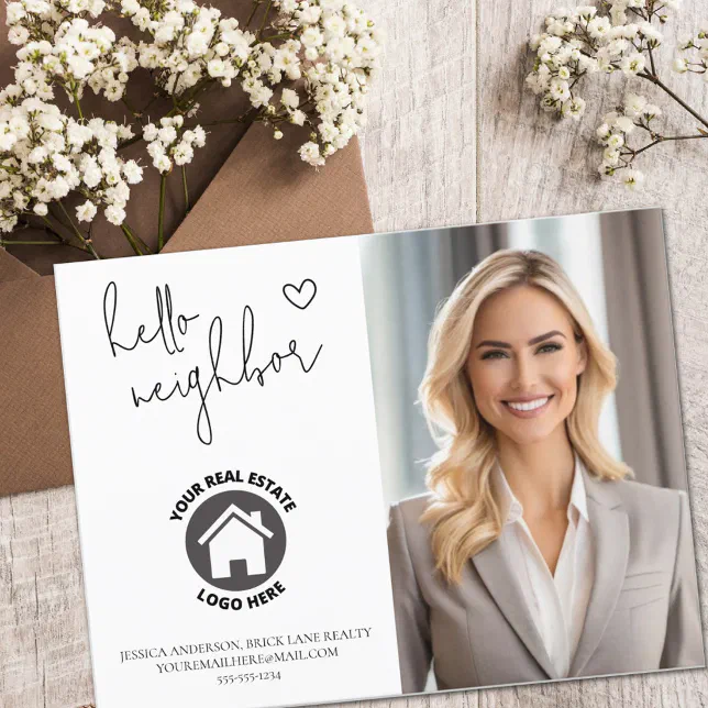 Professional Hello Neighbor Real Estate Postcard | Zazzle