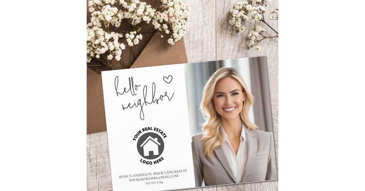 Professional Hello Neighbor Real Estate Postcard | Zazzle