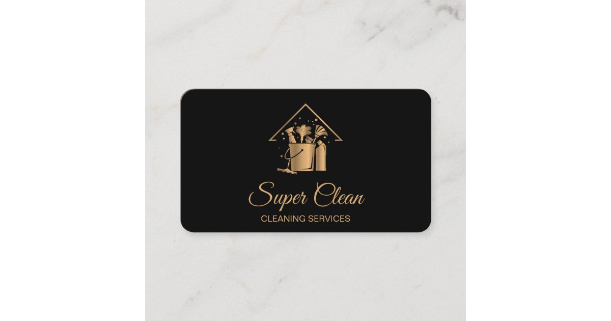 Professional House Cleaning Maid Gold Glitter Bus Business Card | Zazzle