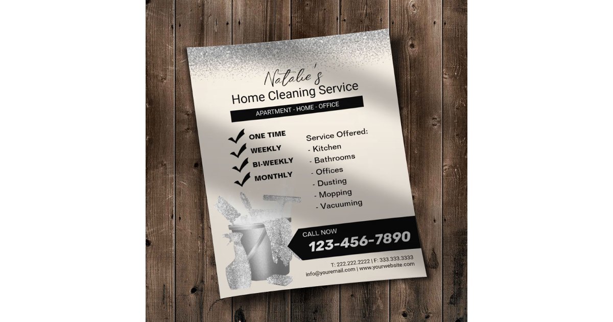 Professional House Cleaning Maid Service Cream Flyer | Zazzle