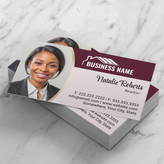 Professional House Logo Real Estate Agent Photo Business Card | Zazzle