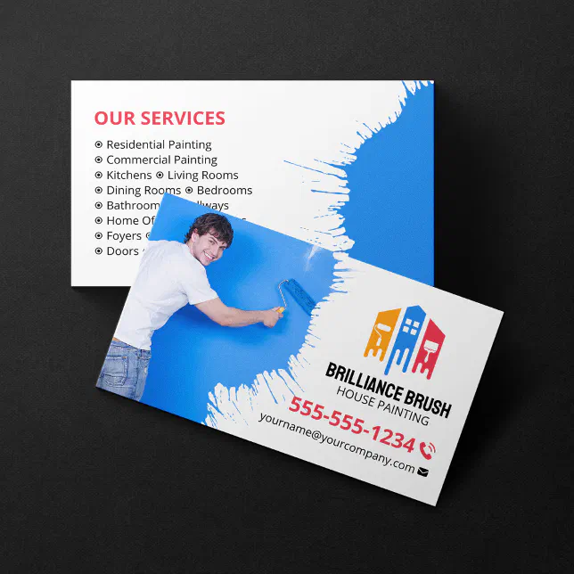 Professional House Painter Photo Paint Contractor Business Card | Zazzle