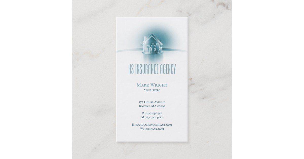 Professional HS Insurance Agency | Family Safe Business Card | Zazzle