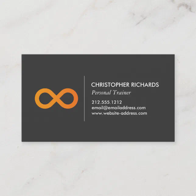 Professional Infinity Symbol in Orange Business Card | Zazzle